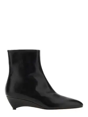 JIL SANDER Leather Ankle Boots - Black