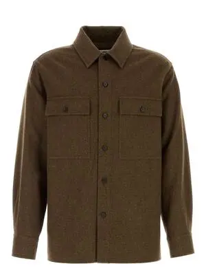 JIL SANDER Khaki Wool Shirt - Green