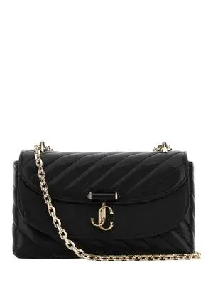 JIMMY CHOO Leather Curve Shoulder Bag - Black