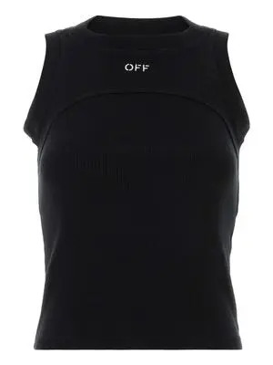 Off-White OFF-WHITE Stretch Cotton Ribbed Tank Top Black