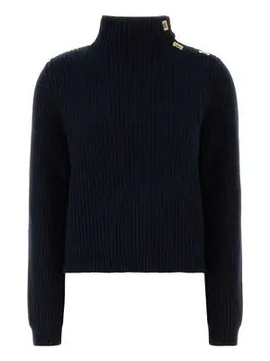 FERRAGAMO Salvatore Navy Wool Blend Sweater - Blue