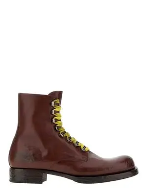 Prada Leather Ankle Boots - Brown