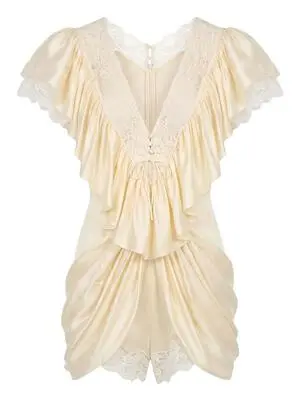 CHLOÉ CHLOE Sleeveless Silk Crepe Top With Lace Trim