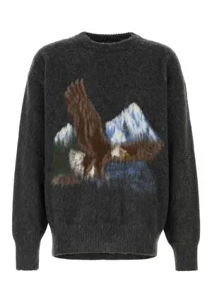 MAISON MARGIELA Oversize Graphite Wool Blend Sweater - Gray
