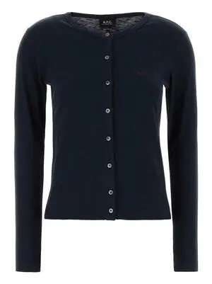 A.p.c. Navy Cotton Cora Cardigan - Blue