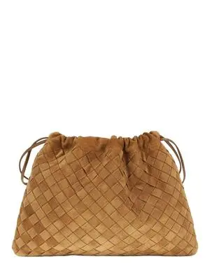 Bottega Veneta Woven Lambskin Clutch With Top Handle - Brown