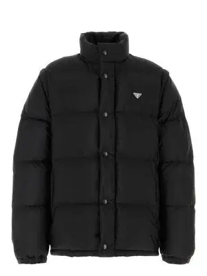 Prada Zip-up Hooded Leather Jacket - Black