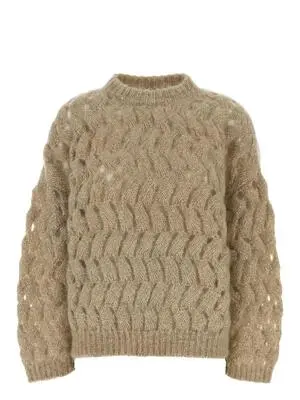 Brunello Cucinelli Sand Mohair Blend Oversize Sweater - Brown