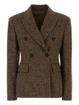 Brunello Cucinelli Melange Wool Blend Blazer - Brown