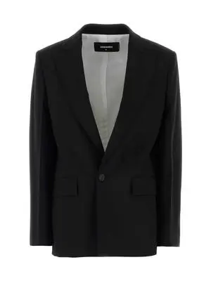 Dsquared2 Stretch Wool Blend Oversize Blazer - Black