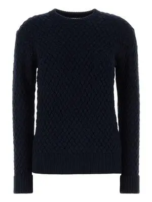 Bottega Veneta Navy Wool Textured Sweater - Blue