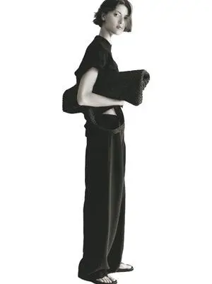 H&m Crease-leg Barrel Trousers - Black