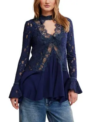 Free People First Crush Lace Tunic - Deeper Iris