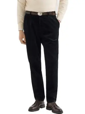 Brunello Cucinelli Garment-dyed Cotton Corduroy Trousers - Black