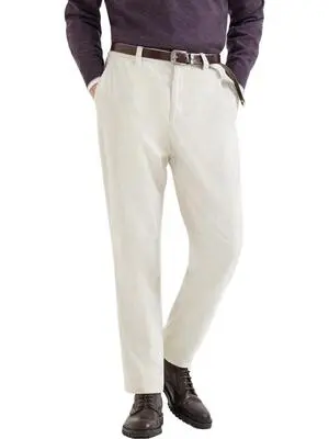 Brunello Cucinelli Garment-dyed Cotton Corduroy Trousers - White