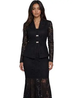 AKALIA The Valentina Lace Blazer Black