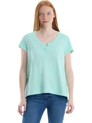Wilt Wilt Short Sleeve Placket High-Low Tee Cabbage