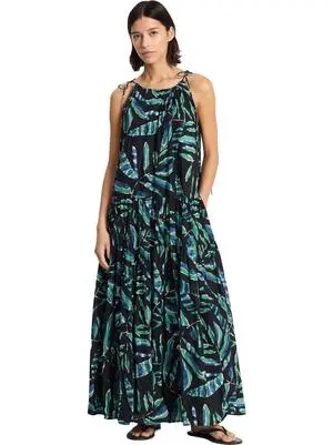 ALBARAY Painterly Palm Maxi Dress - Black