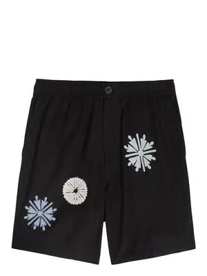 WAX LONDON Embroidered Cotton And Linen-blend Shorts - Black