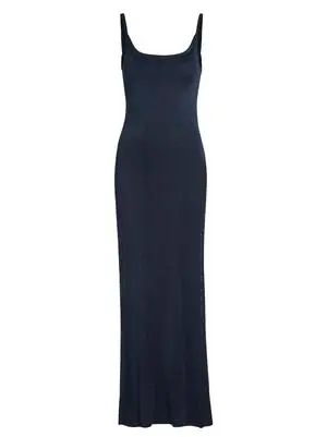 Jacquemus La Robe Nodo Pointelle-knit Maxi Dress - Navy
