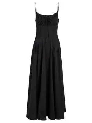 Staud Margi Pintuck Midi Dress - Black
