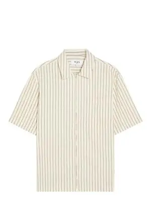 WAX LONDON Sears Striped Seersucker Shirt - Beige