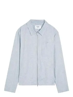 WAX LONDON Wax London Eldon Striped Cotton And Linen-Blend Jacket Light Blue
