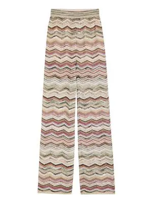 MISSONI Missoni Chevron Wide-Leg Metallic-Knit Trousers