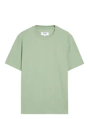 WAX LONDON Dean Textured-knit Cotton T-shirt - Sage