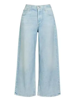 Rag & Bone Andi Denim-print Cotton Trousers - Light Blue