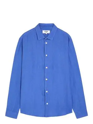 WAX LONDON Dartford Linen Shirt - Blue