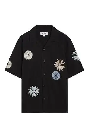 WAX LONDON Didcot Embroidered Cotton-blend Shirt - Black
