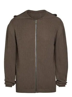 Rick Owens Hooded Ribbed-wool Jumper - Brown