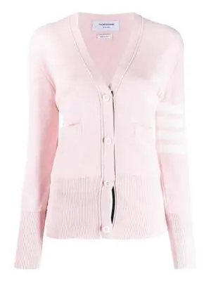 Thom Browne 4-bar Crepe V-neck Cardigan - Pink