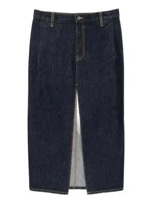 Khaite Denim Front Slit Skirt - Dark Denim
