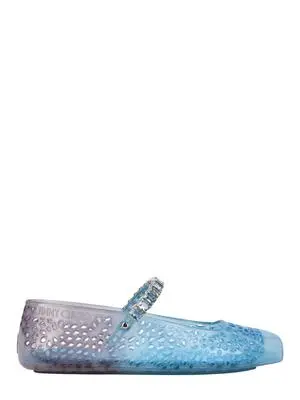 JIMMY CHOO Jelly Crystal-embellished Semi-transparent Ballet Flats - Blue