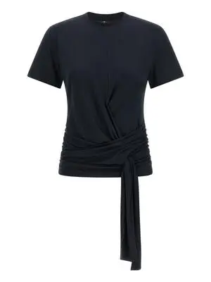 7 For All Mankind Fitted Draped T-shirt With Asymmetrical Tie - No
