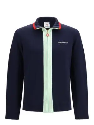 Casablanca Merino Wool Zip-up Sports Jacket - Blue