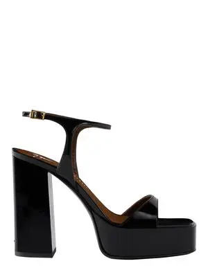 GIUSEPPE ZANOTTI Chérie 115 Patent Leather Platform Sandals - Black