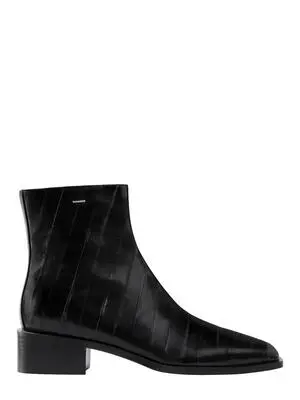 GIUSEPPE ZANOTTI Eel Leather Square Toe Ankle Boots With Inside Zipper - Black