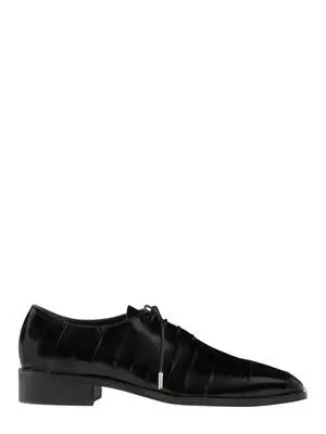 GIUSEPPE ZANOTTI Square-toe Eel Leather Lace-up Shoes - Black
