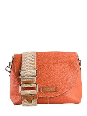 GIANNI CHIARINI Medium Leather Flap Crossbody Bag - Orange
