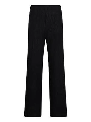 EA7 Ribbed Jersey Wide-leg Pants - Black