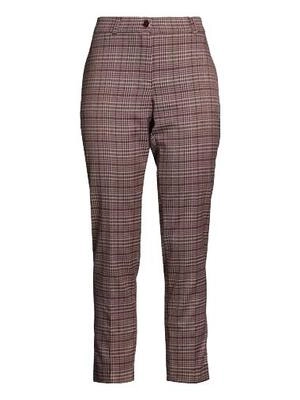 OLTRE Tapered Fit Glen Plaid Metallic Stretch Trousers - Red