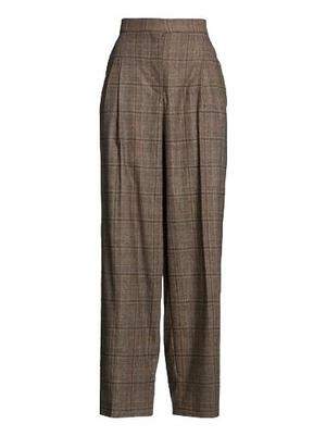 Ba&sh Plaid Wide-leg Darts Pants - Khaki