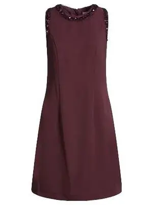 OLTRE Burgundy Polyester Mini Dress With Sequins And Appliqués - Red