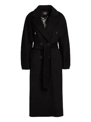 Roberto Cavalli Belted Wool Blend Coat - Black