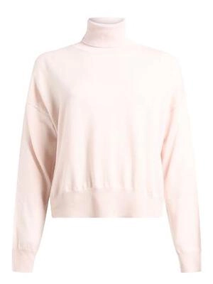 ARAGONA ARAGONA Merino Wool Turtleneck With Side Slits Blush