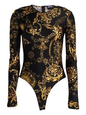 Versace Polyamide & Elastane Bodysuit With Signature Print - Black