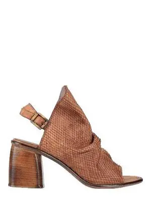 JP/DAVID JP/DAVID Leather Ankle Strap Sandals With Snakeskin Print